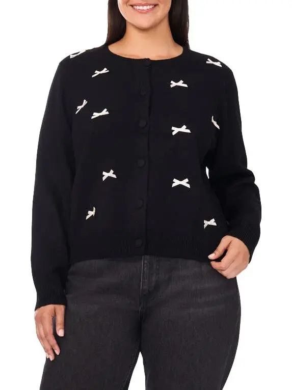 CECE DUPRAZ Ribbon Appliqué Cardigan - Rich Black