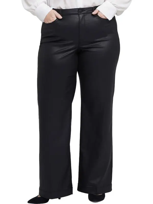 NYDJ Teresa Coated Wide Leg Jeans - Black Coated