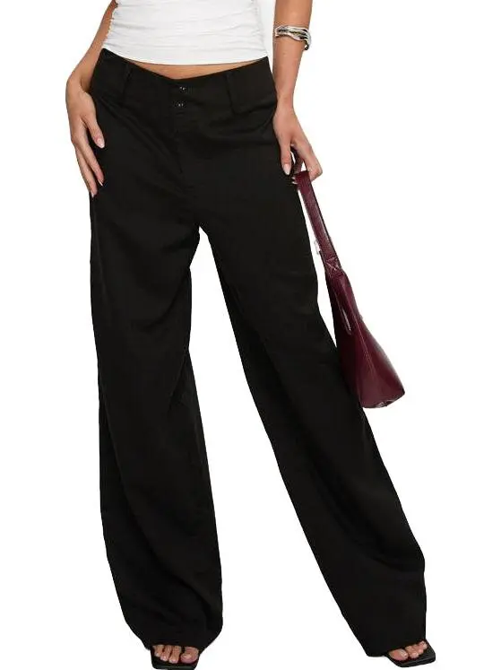 Princess Polly Alaina Low Rise Wide Leg Pants - Black