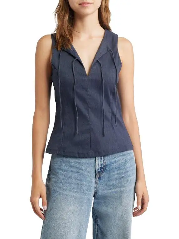 Mango Dena Tie-front Sleeveless Top - Blue