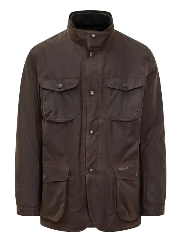 Barbour Waxed Cotton Jacket With Front Pockets - Brown