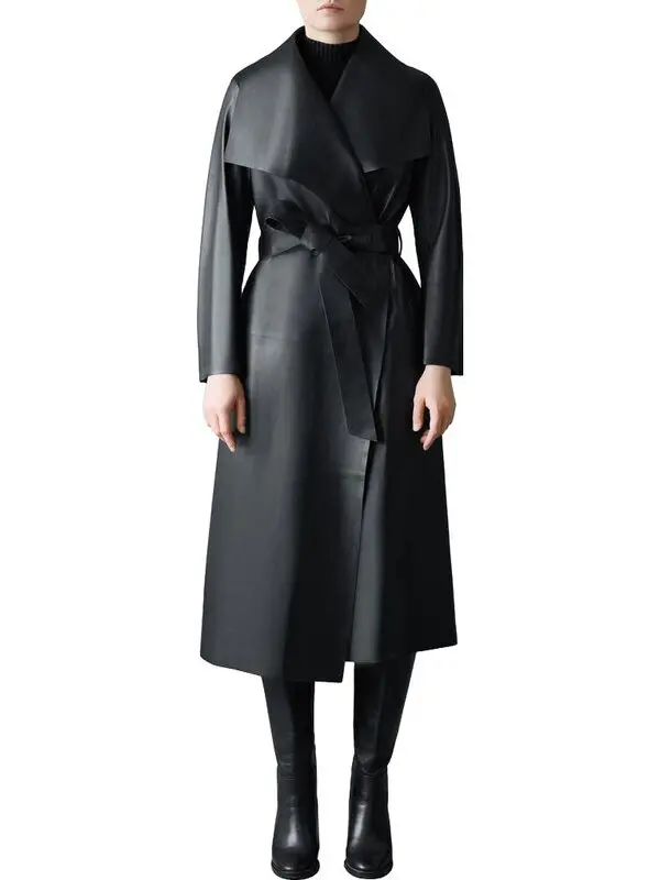Mackage Mai Leather Trench Coat - Black
