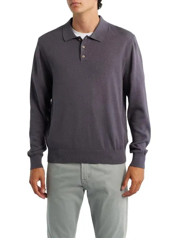 ALEX CRANE Feather Organic Cotton Polo Sweater - Ash