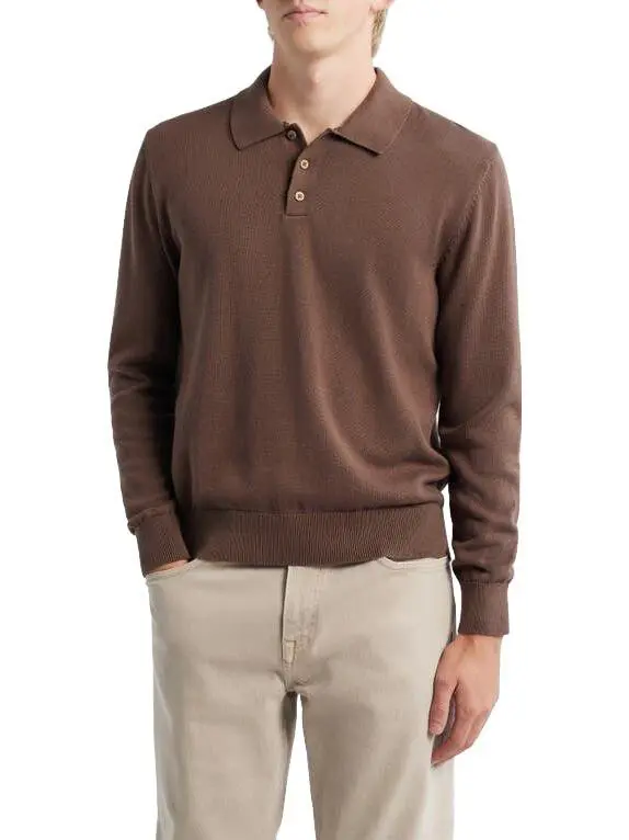 ALEX CRANE Feather Organic Cotton Polo Sweater - Coffee
