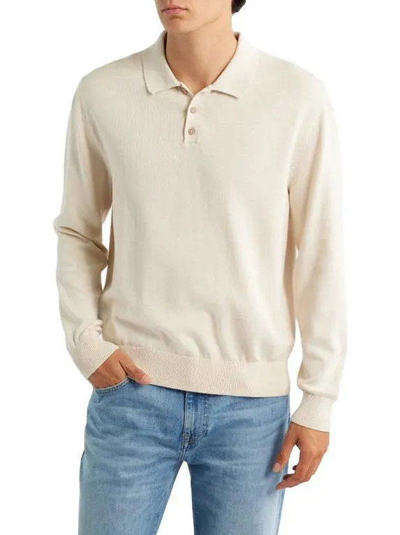 ALEX CRANE Feather Organic Cotton Polo Sweater - Cream