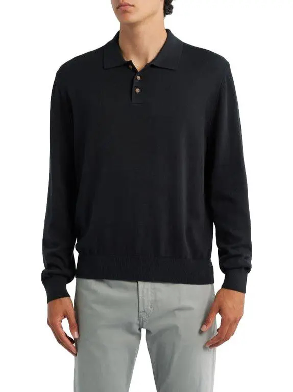 ALEX CRANE Feather Organic Cotton Polo Sweater - Night