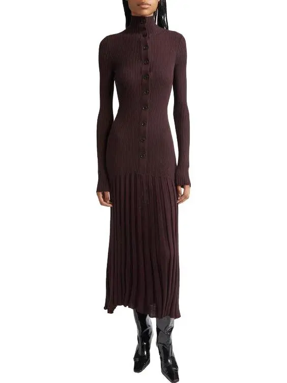 Proenza Schouler Jada Long Sleeve Sweater Dress - Burgundy