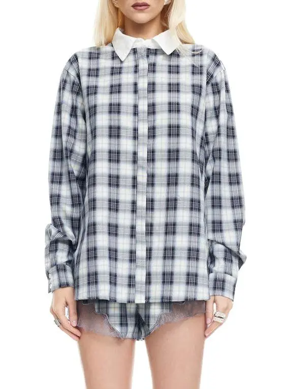Lioness Vacanza Plaid Shirt - Navy Plaid