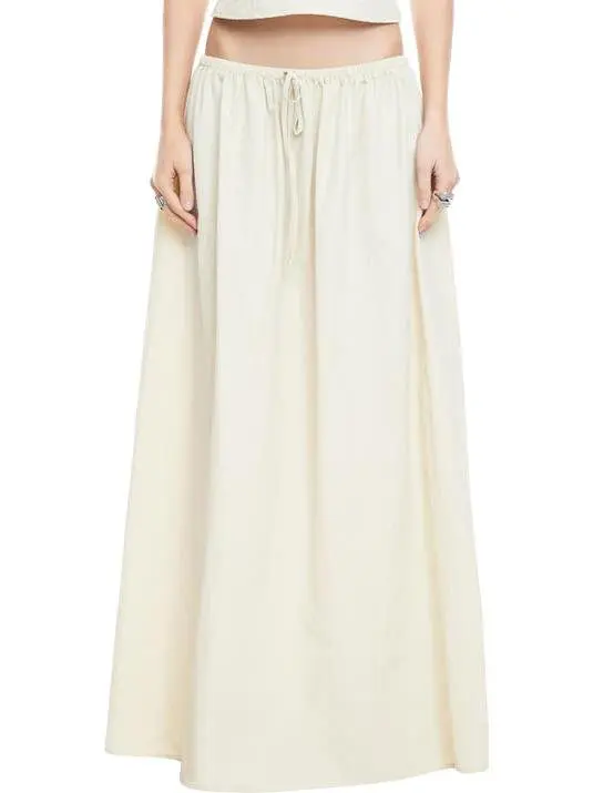 Lioness Maxi Skirt With Drawstring Waist - Oyster
