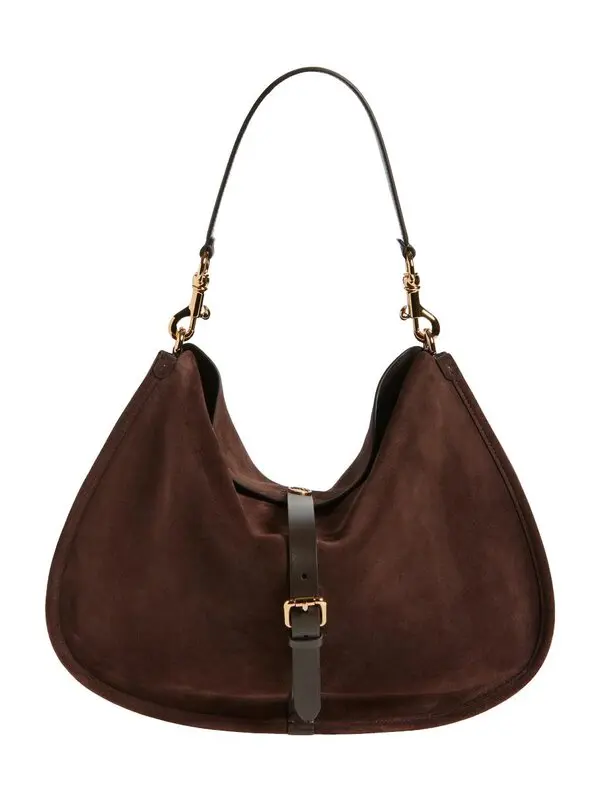 Etro Maxi Pony Suede Shoulder Bag - Dark Brown M0406
