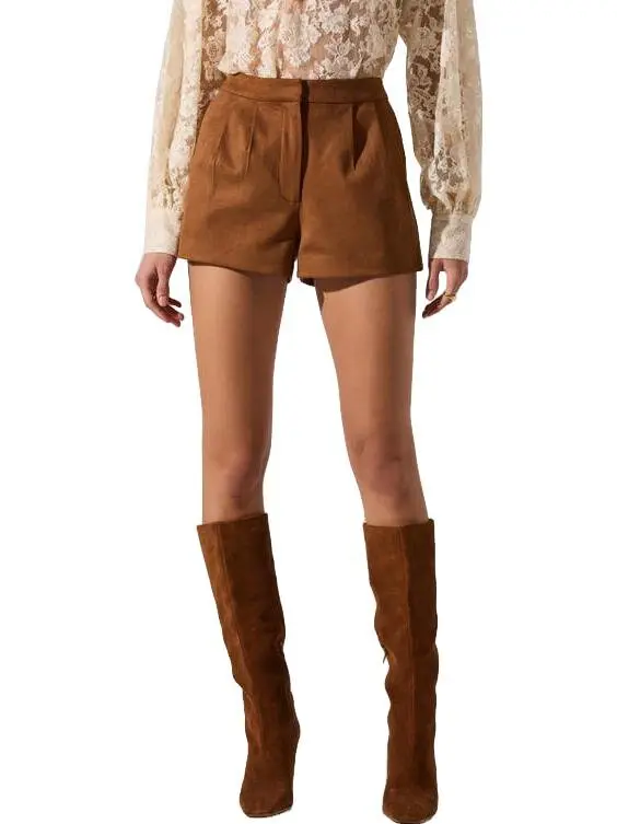 Astr The Label Jude Faux Suede High-rise Shorts - Camel