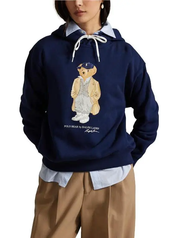 Polo Ralph Lauren Fleece Hoodie With Polo Bear Graphic - Newport Navy