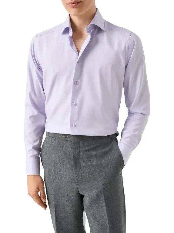 Eton Contemporary Fit Textured Cotton Dress Shirt - Light Purple