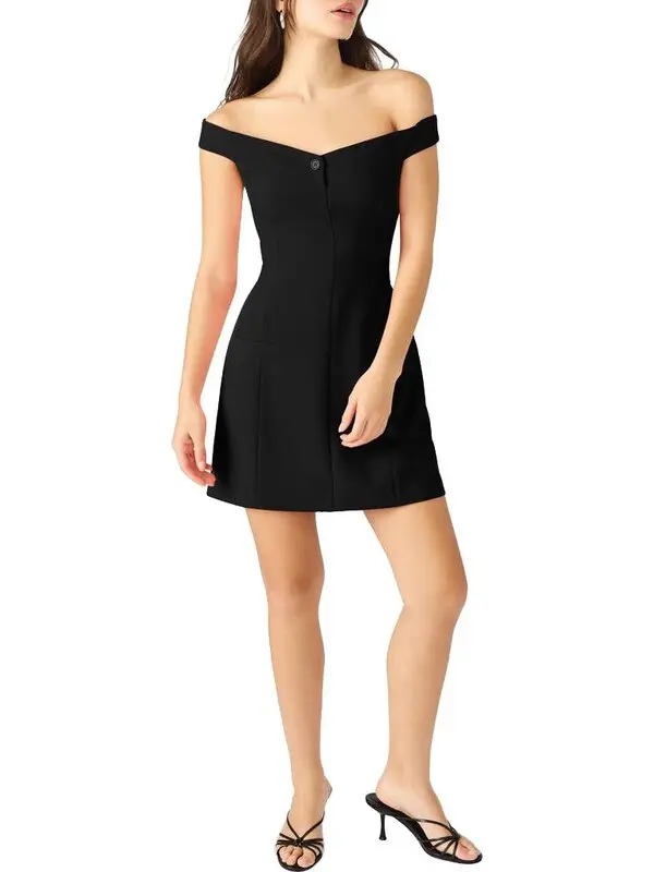 Steve Madden Off-the-shoulder Mini Dress - Black
