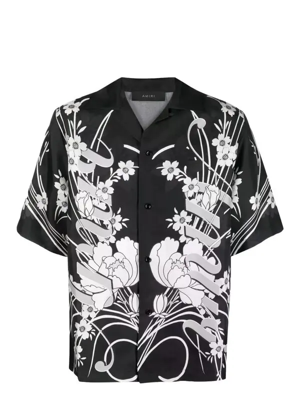 Amiri Floral-print Silk Shirt - Black