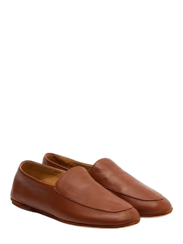Loro Piana Anton Walk Leather Loafers - Brown