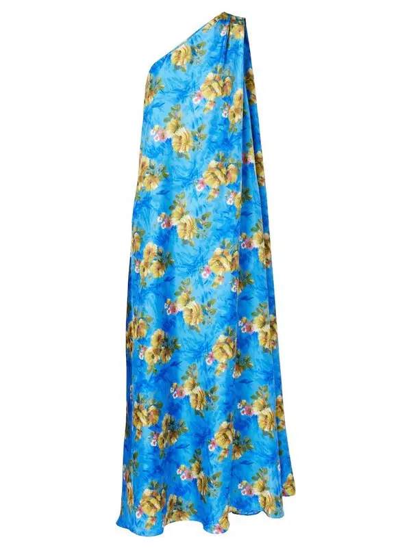 La DoubleJ Roy Floral Silk Twill Maxi Dress - Blue