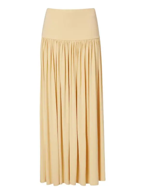 AYA MUSE Gathered Jersey Maxi Skirt - Yellow