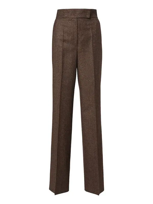 Max Mara Virgin Wool Straight Trousers - Brown