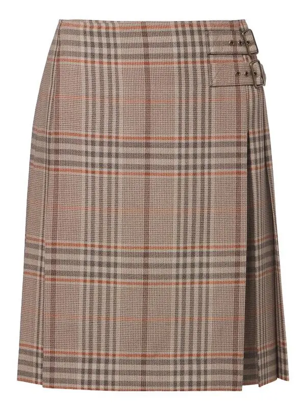 Burberry Check Wool Miniskirt - Beige