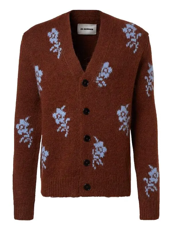 JIL SANDER Intarsia Alpaca And Wool-blend Cardigan - Brown