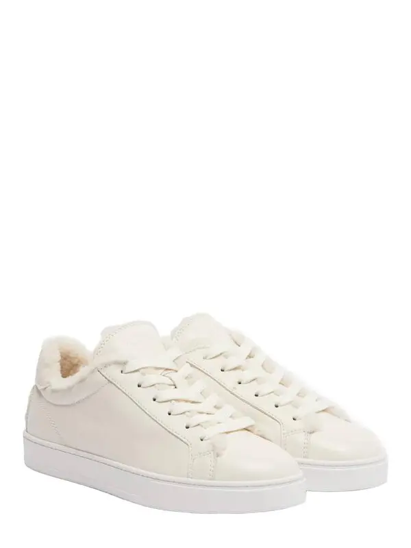 TOD'S Cassetta Shearling-lined Leather Sneakers - White