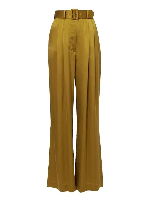 Zimmermann Silk Satin Wide-leg Trousers - Green