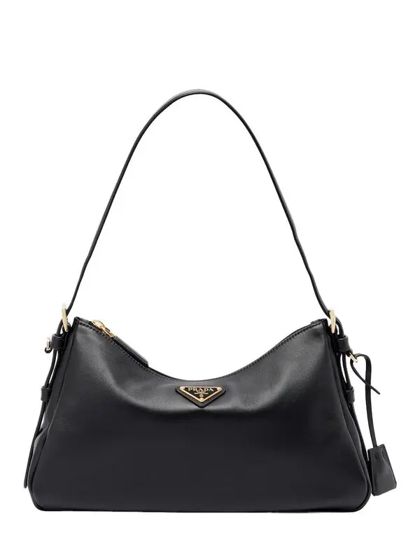 Prada Aimée Medium Leather Shoulder Bag - Black