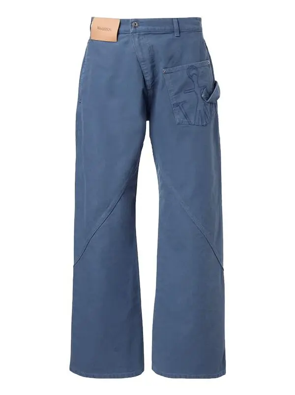 JW Anderson Twisted Cotton Canvas Wide-leg Pants - Blue