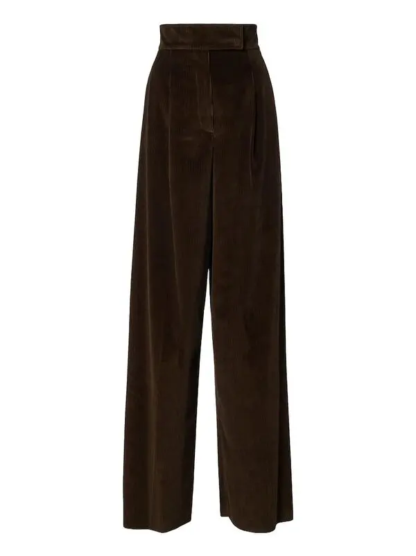 Max Mara High-rise Wide-leg Cotton Corduroy Pants - Green