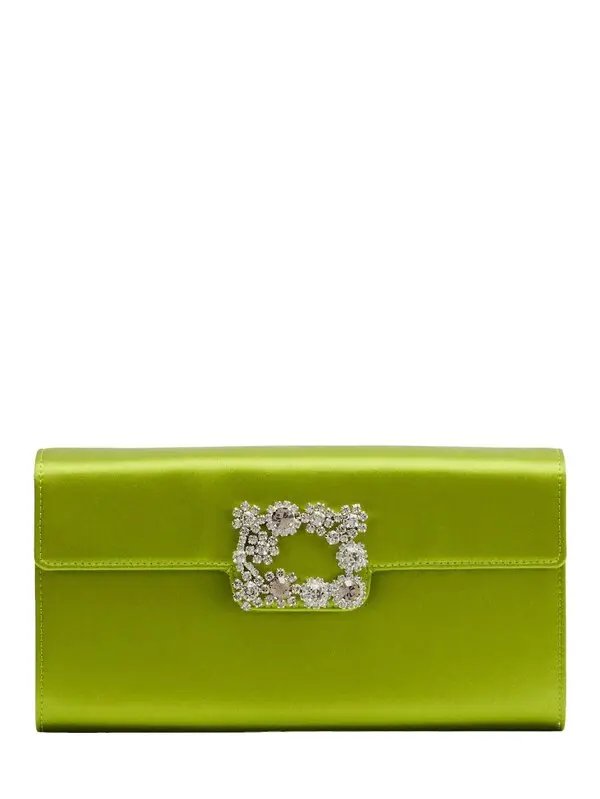 ROGER VIVIER Efflorescence Satin Clutch - Green