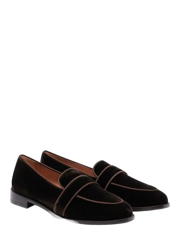 AQUAZZURA Martin Velvet Loafers - Brown