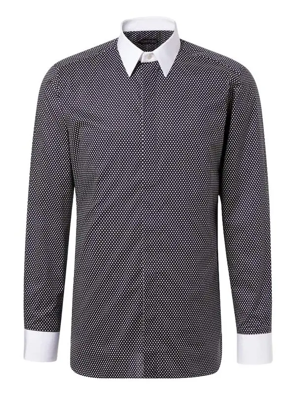 TOM FORD Polka-dot Cotton Poplin Shirt - Black