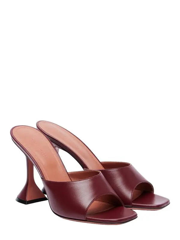 Amina Muaddi Lupita 95 Leather Mules - Burgundy