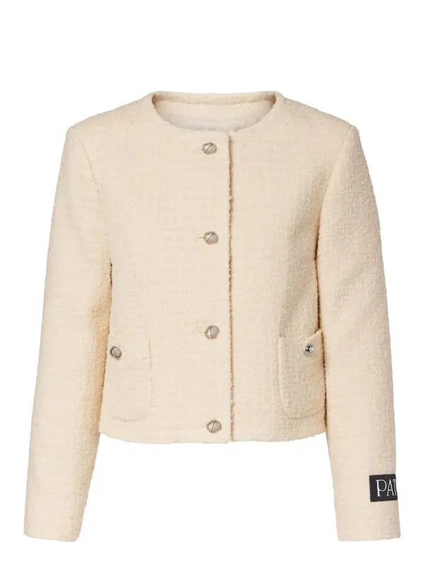 Patou Logo Wool-blend Bouclé Jacket - Yellow