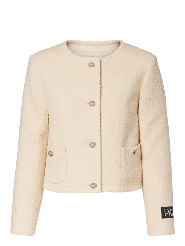 PATOU Logo Wool-blend Bouclé Jacket - Yellow