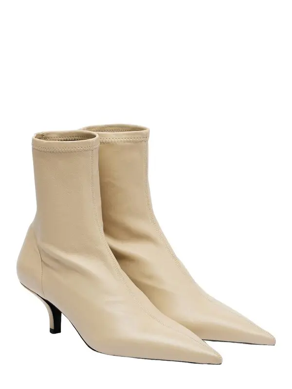 TOTEME Leather Ankle Boots - White