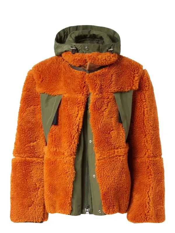 Sacai Wool-blend And Canvas Jacket - Orange
