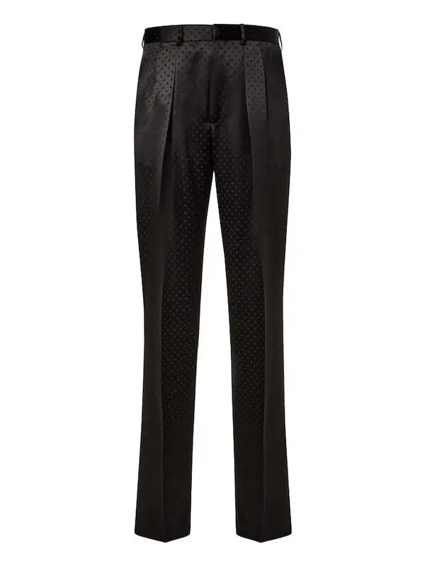 TOM FORD Jacquard Polka-dot Satin Suit Pants - Black