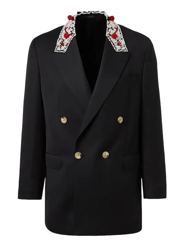 Simone Rocha Embellished Double-breasted Blazer - Black
