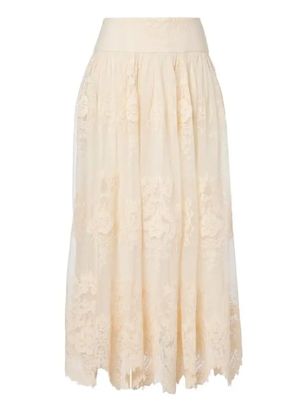 Zimmermann Hypnotic Floral Lace Maxi Skirt - Beige