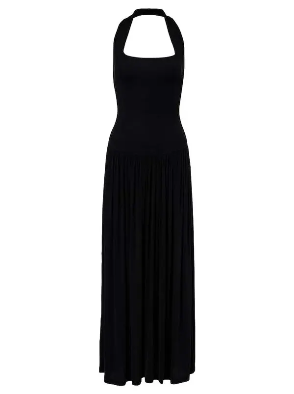 AYA MUSE Quill Halterneck Maxi Dress - Black