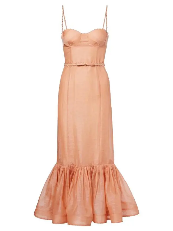 Zimmermann Hypnotic Embellished Linen And Silk Gown - Pink