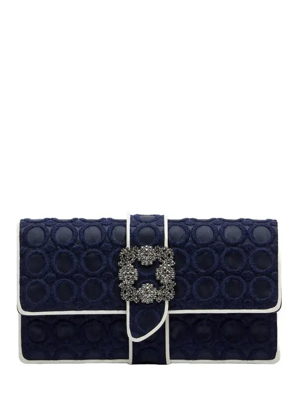 Manolo Blahnik Capri Mini Embellished Satin Clutch - Blue