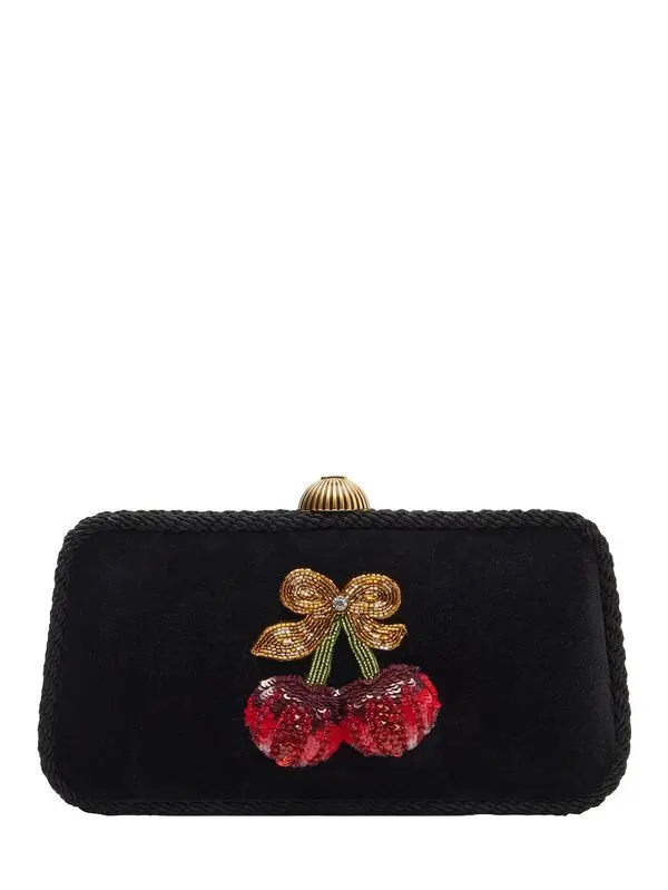 Valentino Garavani Carry Secrets Embellished Velvet Clutch - Black