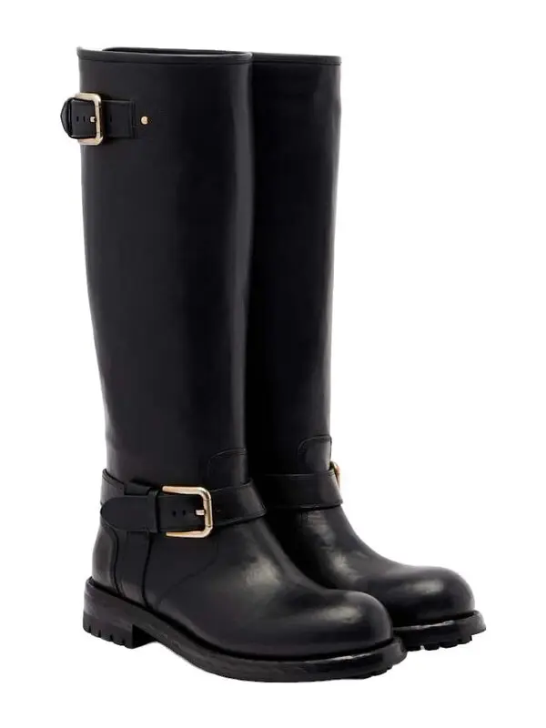 Dolce & Gabbana Leather Biker Boots - Black