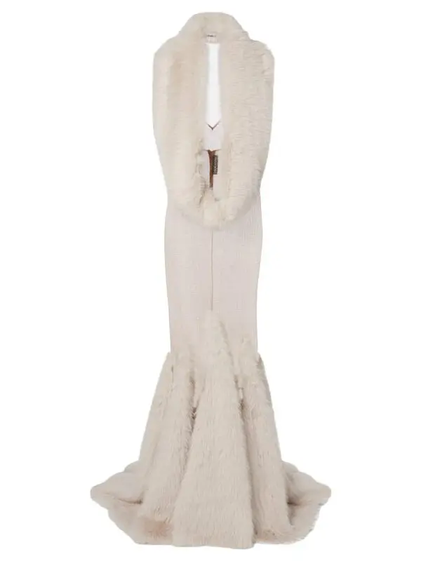 David Koma Scarf-detail Sequined Gown - Beige