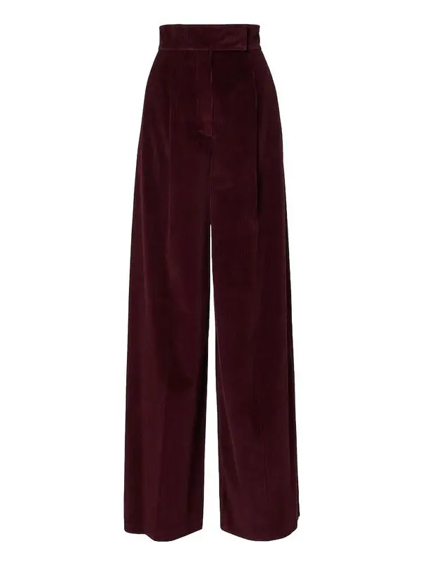 Max Mara High-rise Cotton Corduroy Wide-leg Pants - Burgundy