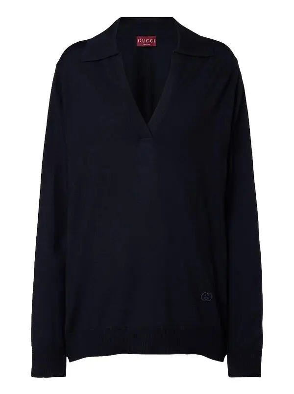 Gucci V-neck Wool Sweater - Blue