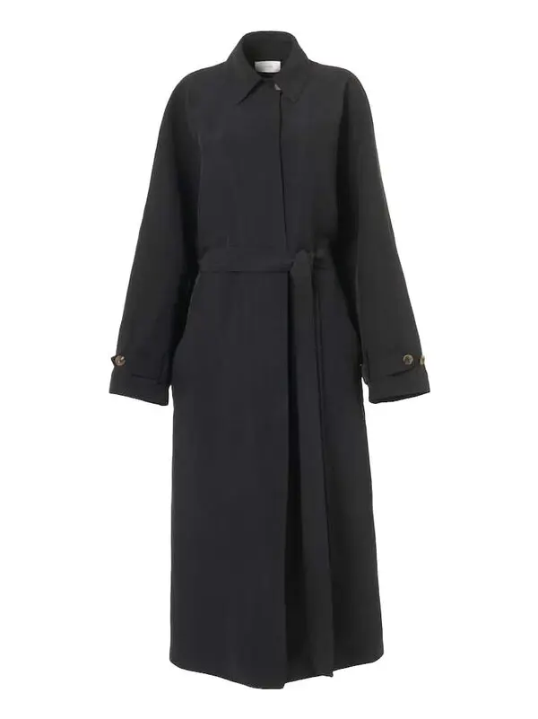 THE ROW Ryo Silk Wrap Coat - Black